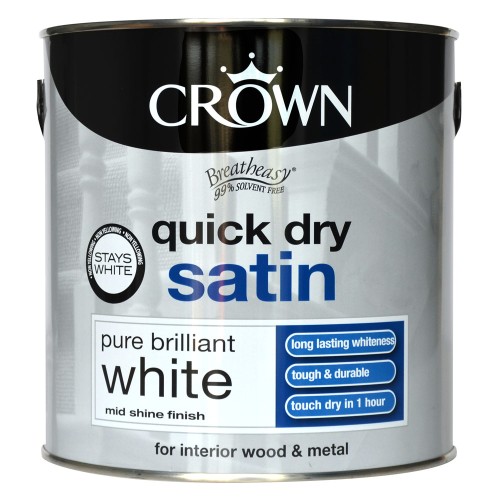 Crown Pure Brilliant White Quick Dry Satin - 750ml